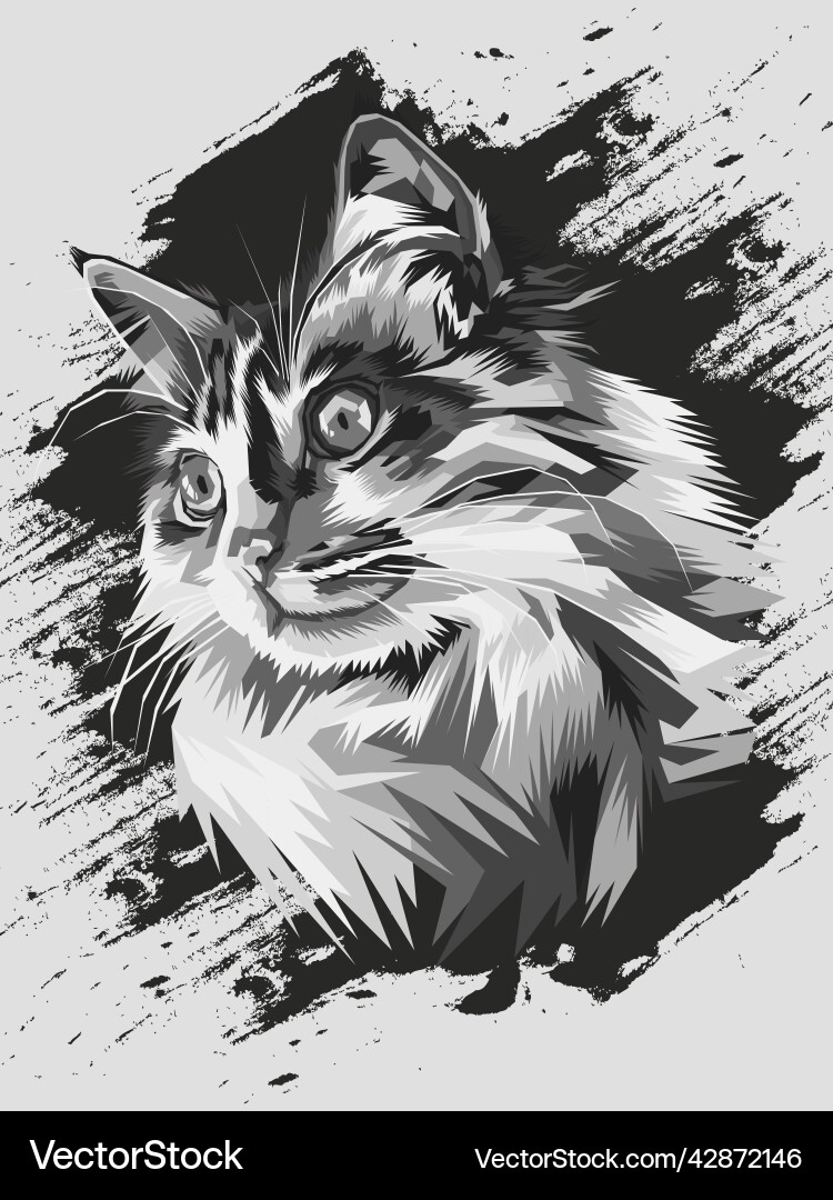 Black and white cat (42872146) – Free Vector | VectorStock