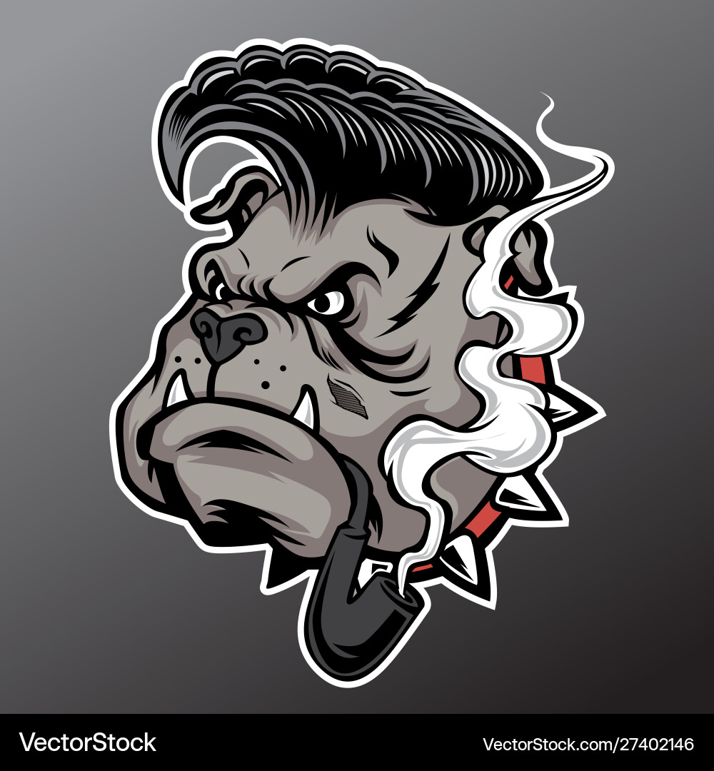 Bulldog head mascot pipe smoking Royalty Free Vector Image