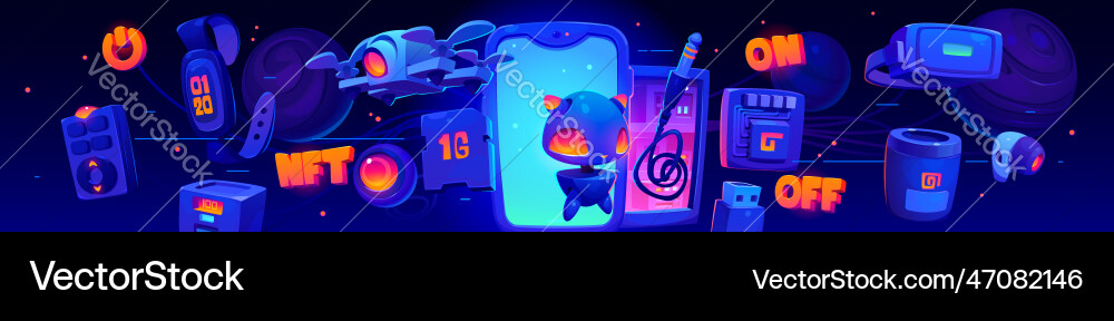 Cartoon set of smart gadgets technology Royalty Free Vector