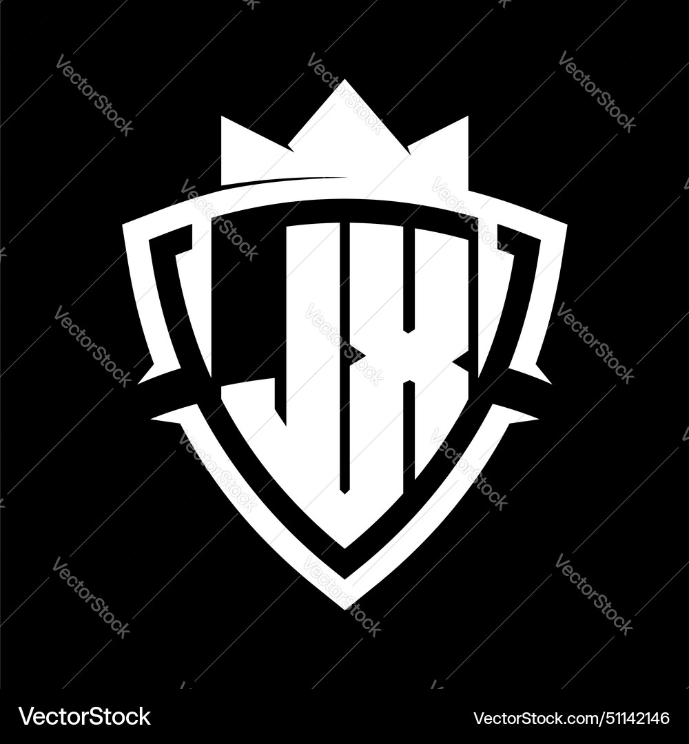 Jx letter monogram with triangle curve shield Vector Image