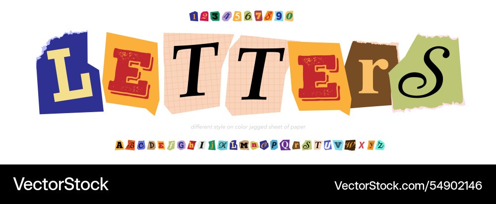Letter magazine font trendy typography Royalty Free Vector