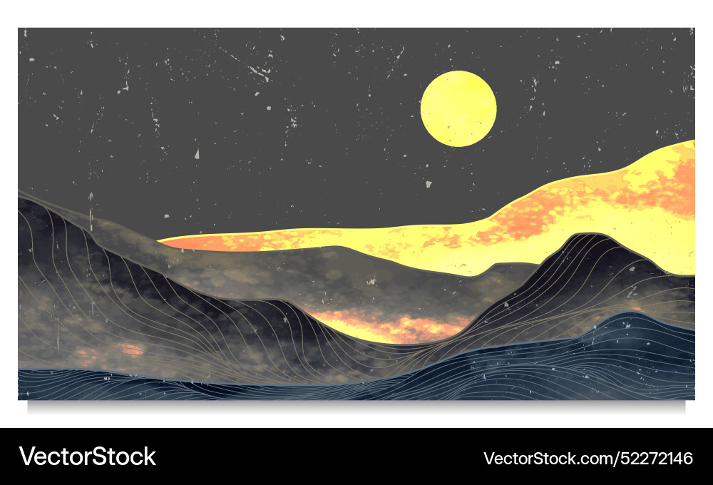 Natural abstract mountain landscape with line art Vector Image