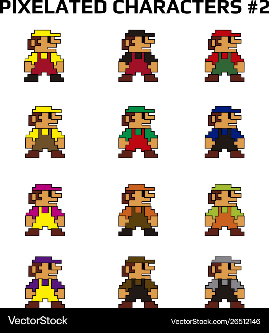 Pixelated characters 2 Royalty Free Vector Image