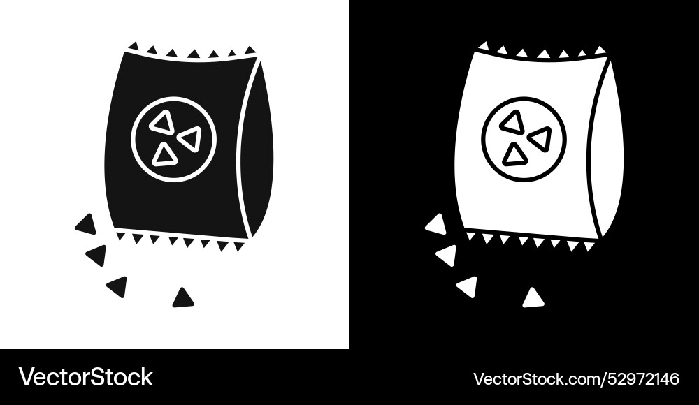 Potato chips snacks bag icon flat line symbol set Vector Image