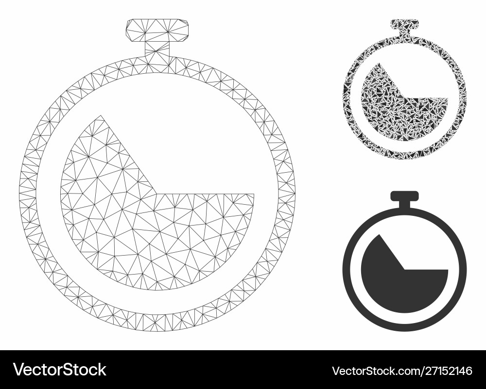 Stopwatch mesh carcass model and triangle Vector Image