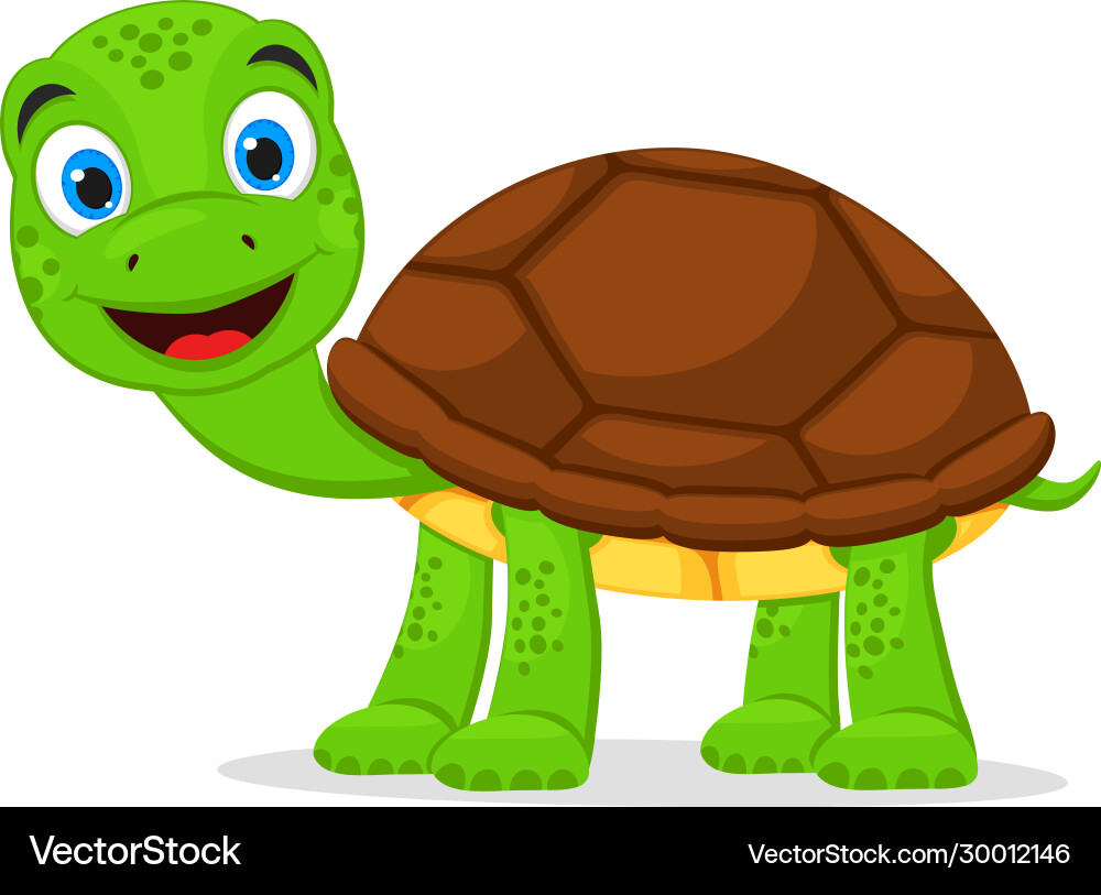 Turtle stands on four legs and smiles a white Vector Image