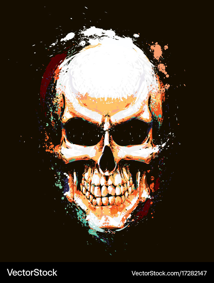 Artistic Skull with Splatter Royalty Free Vector Image