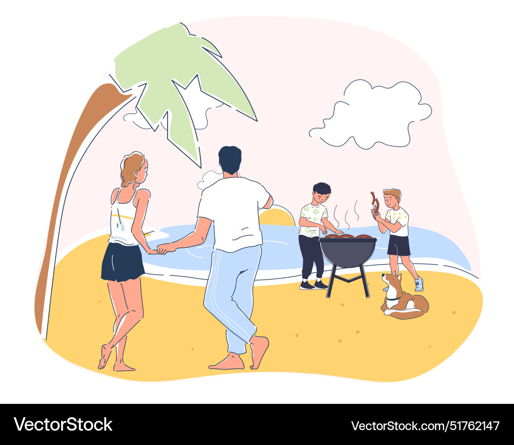 Beach barbecue concept Royalty Free Vector Image