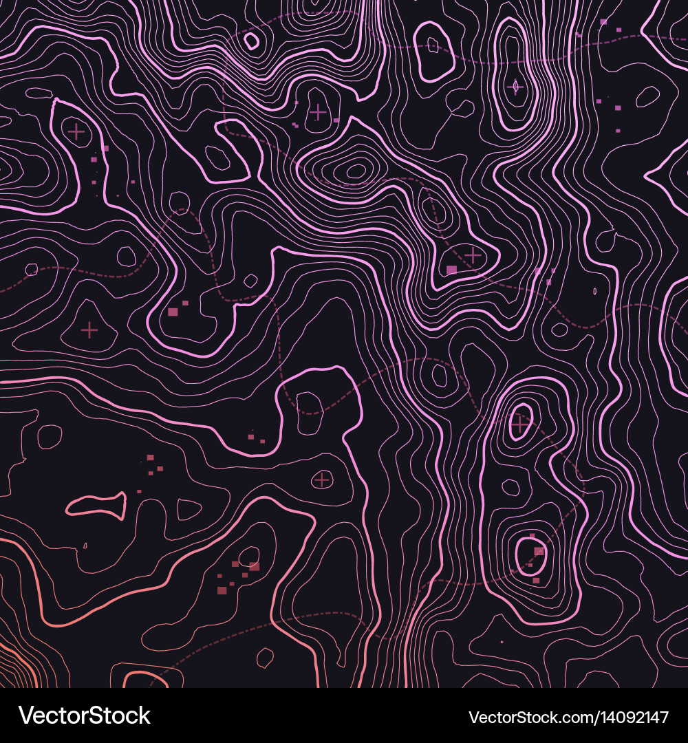 Dark colorful topographic map background Vector Image