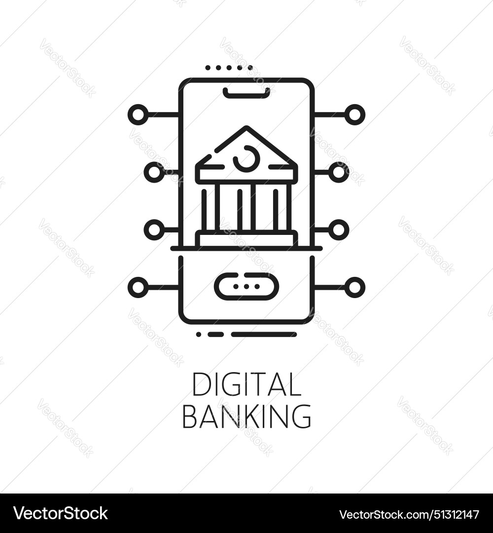 Fintech digital banking technology outline icon Vector Image