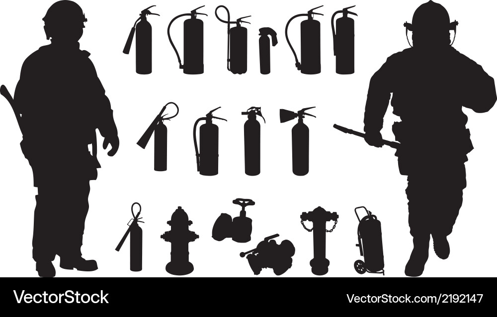 Fire extinguisher silhouette Royalty Free Vector Image