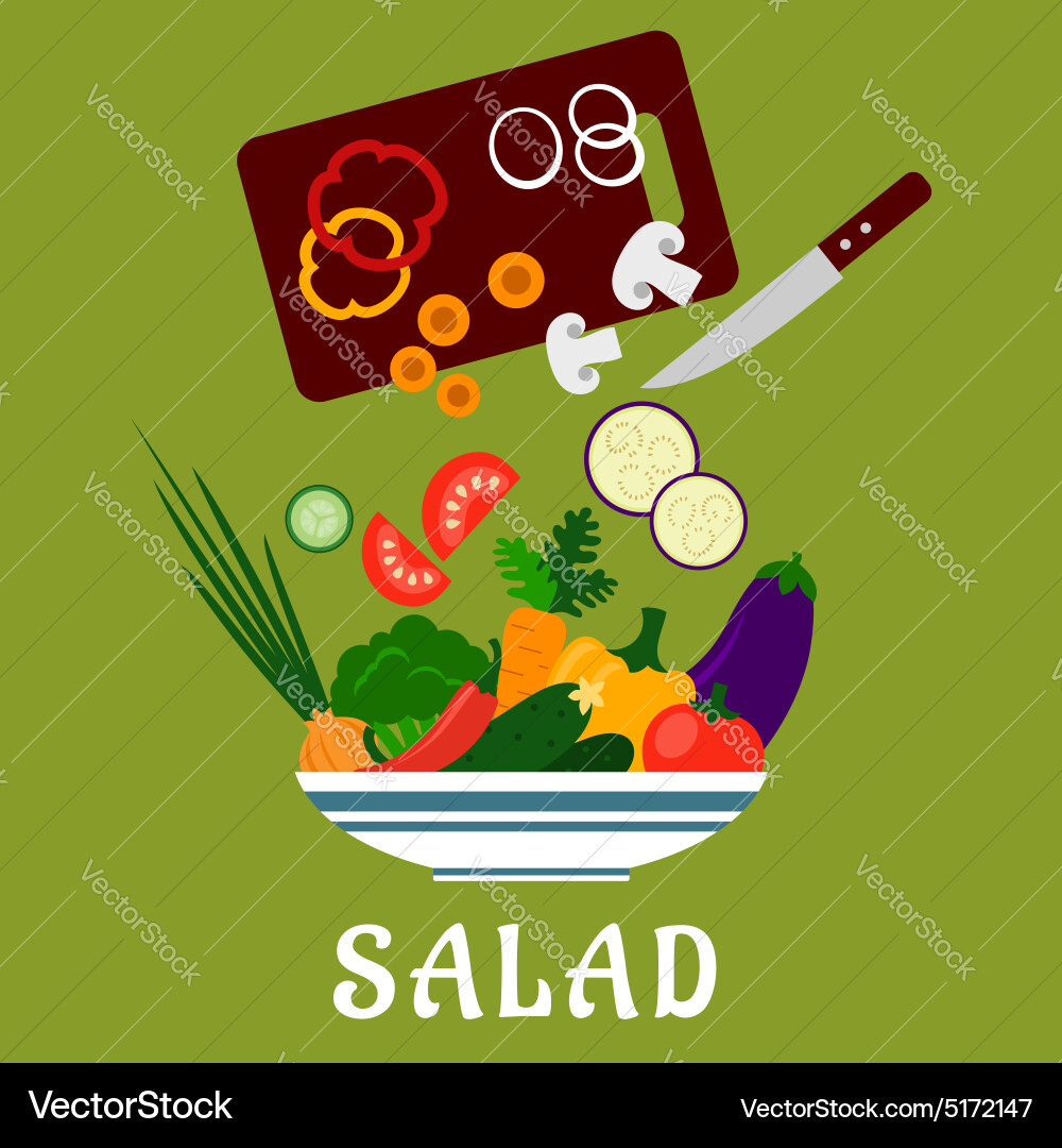 Fresh Vegetable Salad Preparation Royalty Free Vector Image