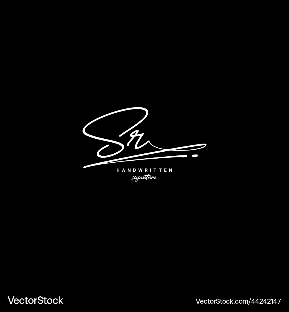 Initial letter sr logo - hand drawn signature Vector Image