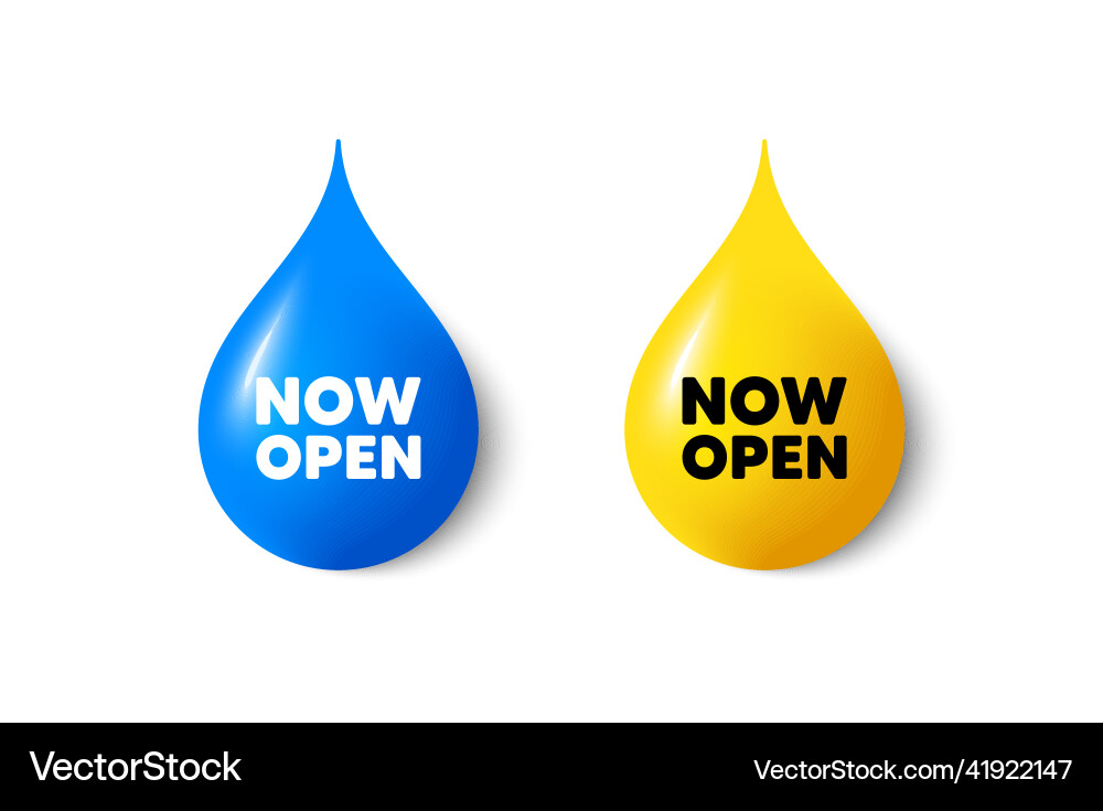 Now Open Paint Drop Tags Royalty Free Vector Image