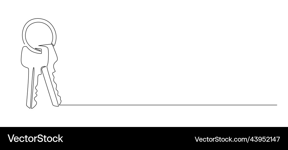 One continuous line drawing of house keys real Vector Image