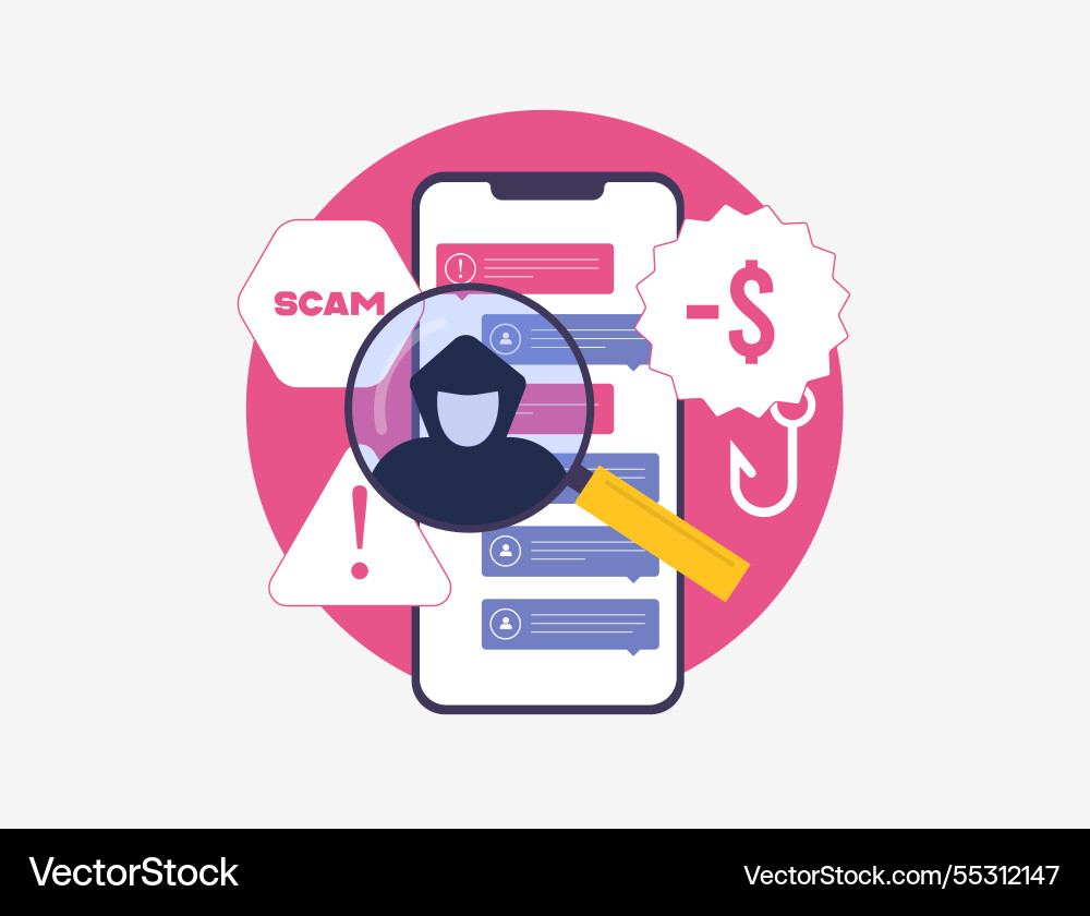 Online scam alert with phishing threats – Royalty-Free Vector | VectorStock
