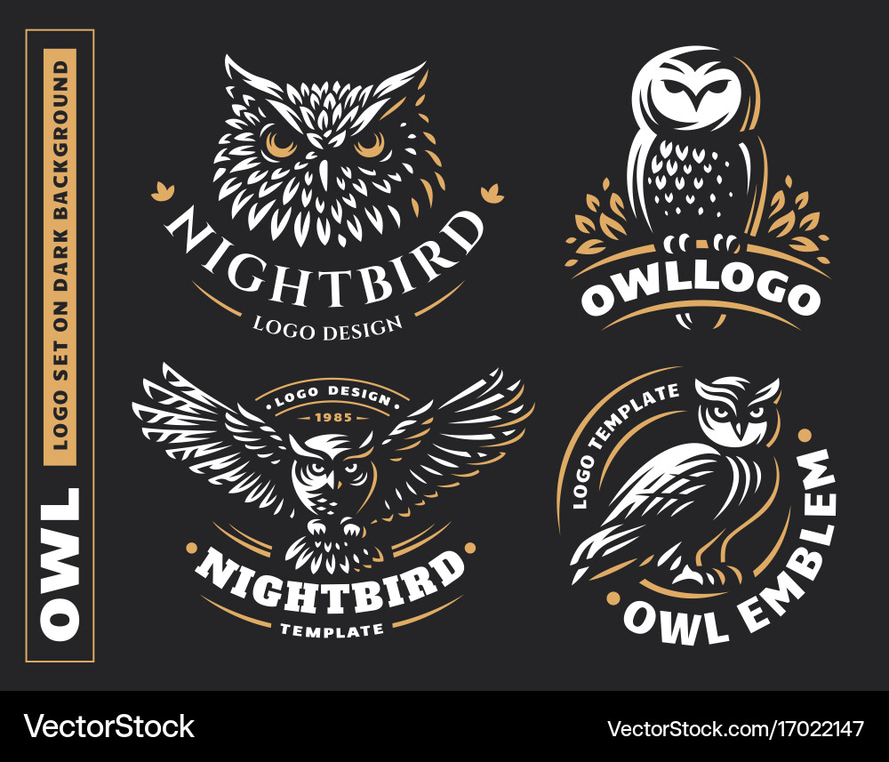 Owl logo set- emblem design Royalty Free Vector Image