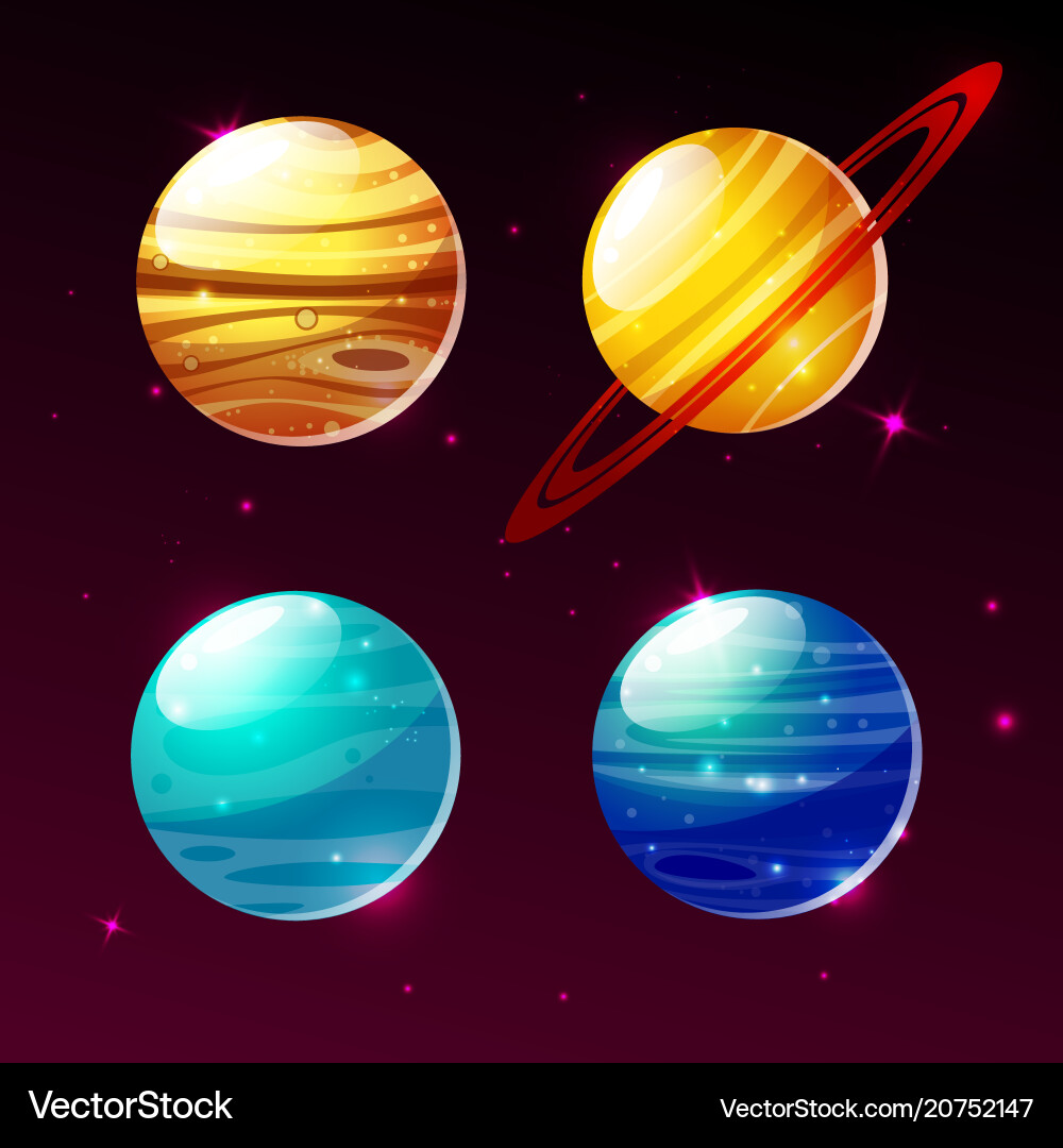 Planets of solar system in space galaxy Royalty Free Vector