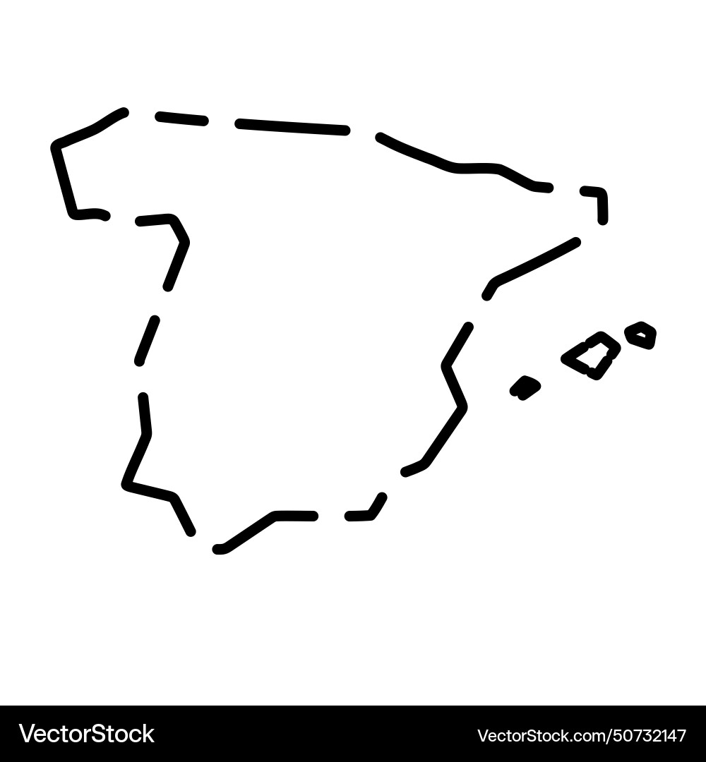 Spain simplified broken outline map Royalty Free Vector
