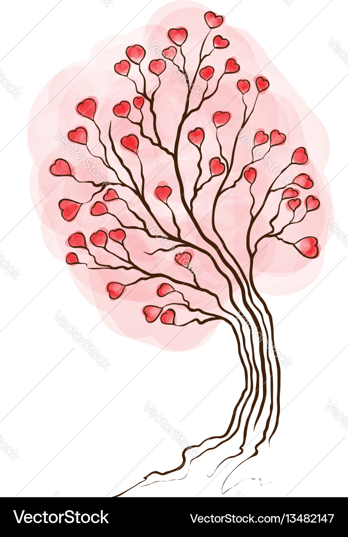 Watercolor Heart Tree Royalty Free Vector Image