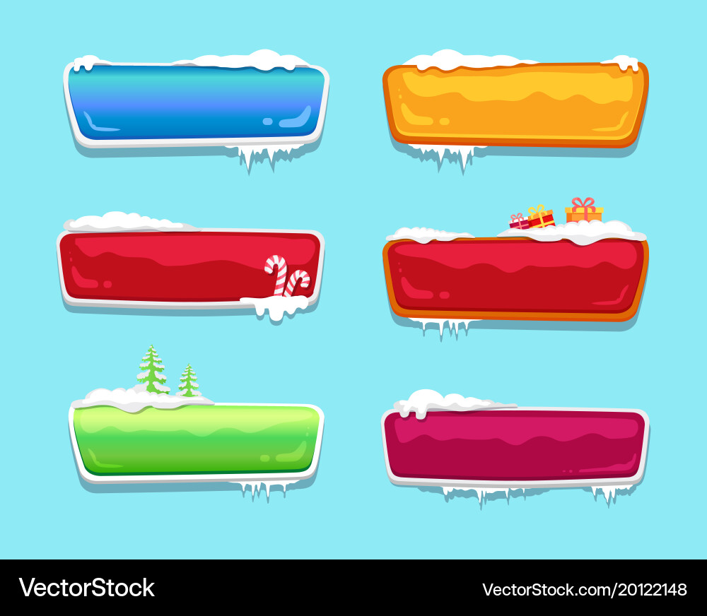 Blank glossy web push button covered snow Vector Image