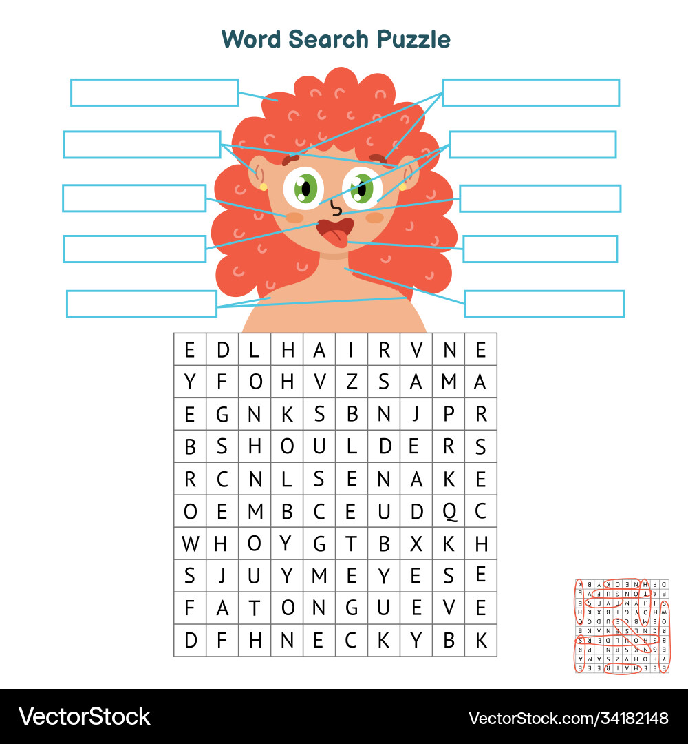 Body Parts Word Search Puzzle Royalty Free Vector Image