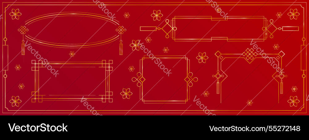 Chinese golden frame collection Royalty Free Vector Image