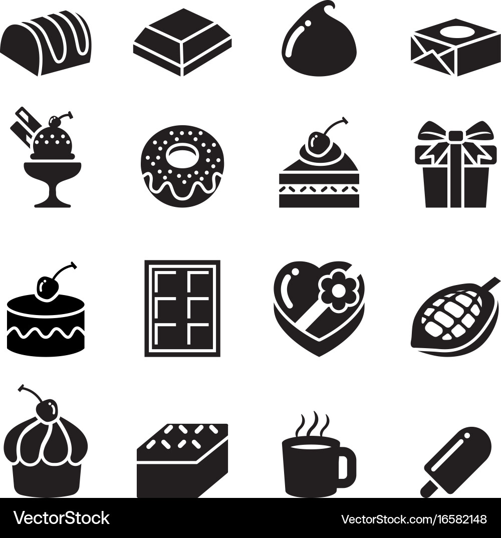 Chocolate icons Royalty Free Vector Image - VectorStock