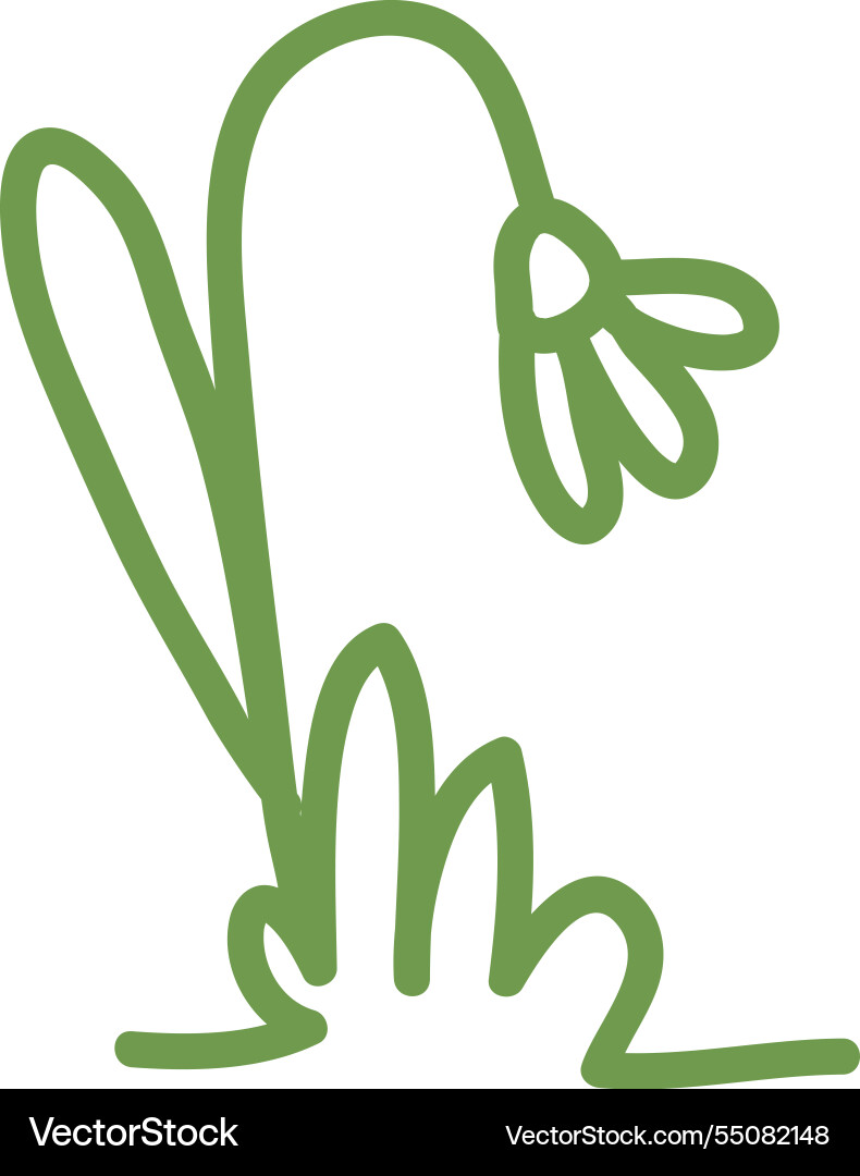 Doodle grass with flowers lined Royalty Free Vector Image