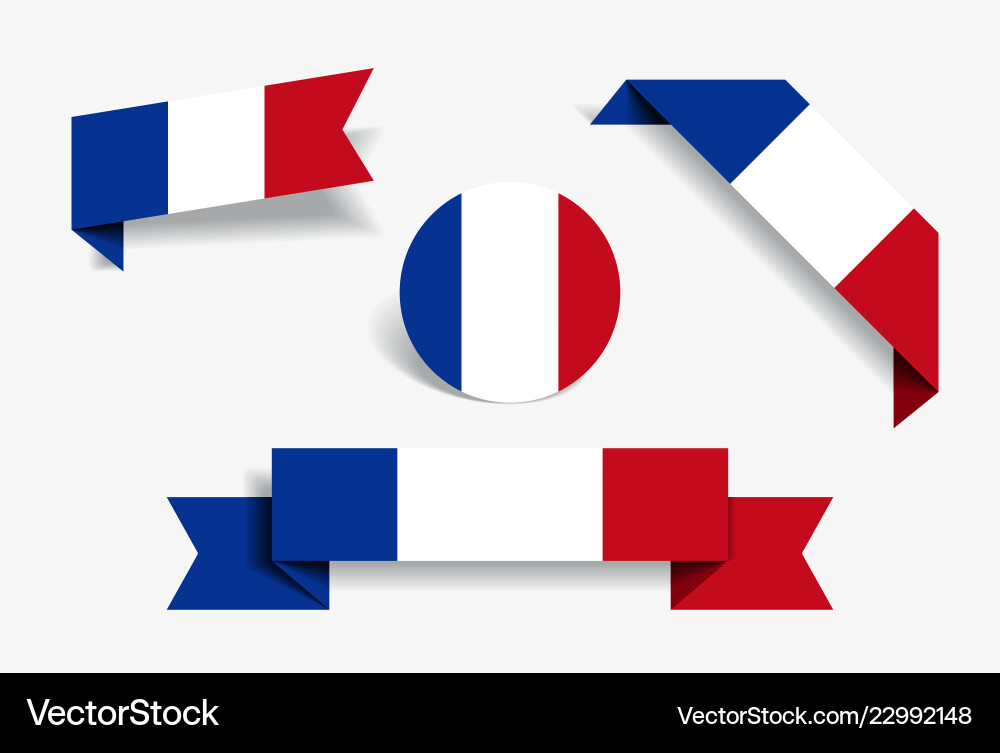French flag stickers and labels Royalty Free Vector Image