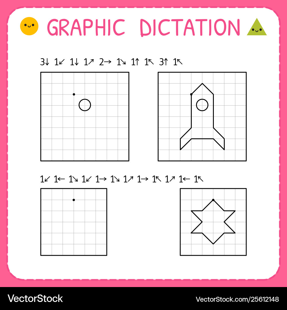 Graphic dictation working pages for children Vector Image