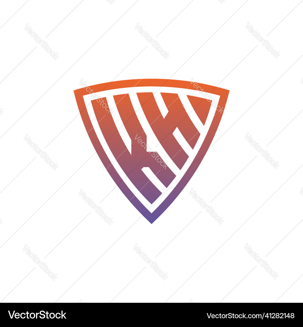 Kh logo shield monogram gradient style design Vector Image