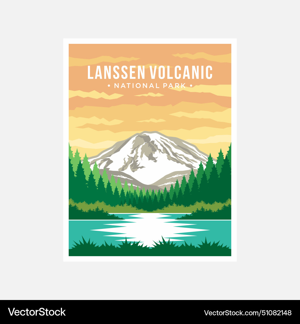 Lassen volcanic national park poster Royalty Free Vector