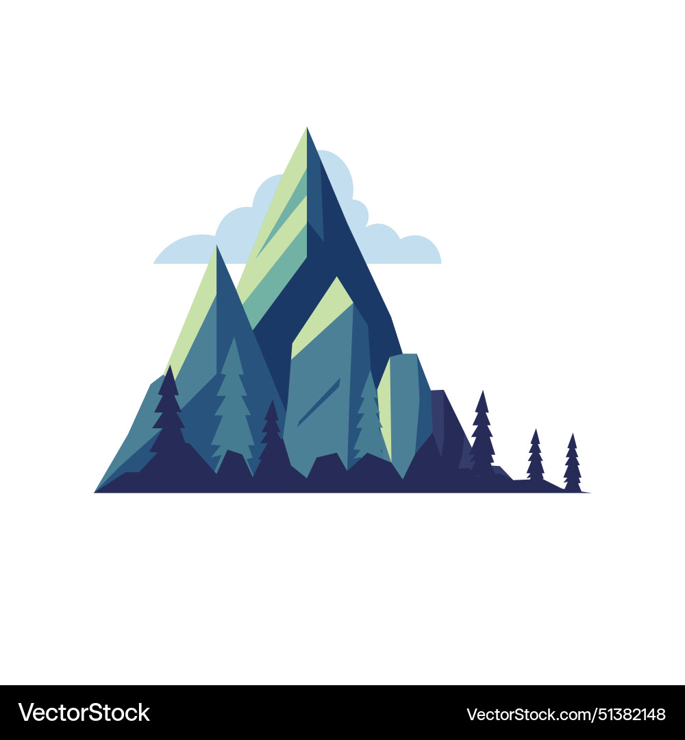 Simple high mountain in flat design Royalty Free Vector
