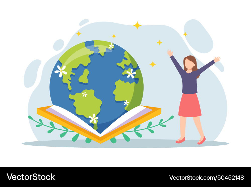 World book day flat design Royalty Free Vector Image
