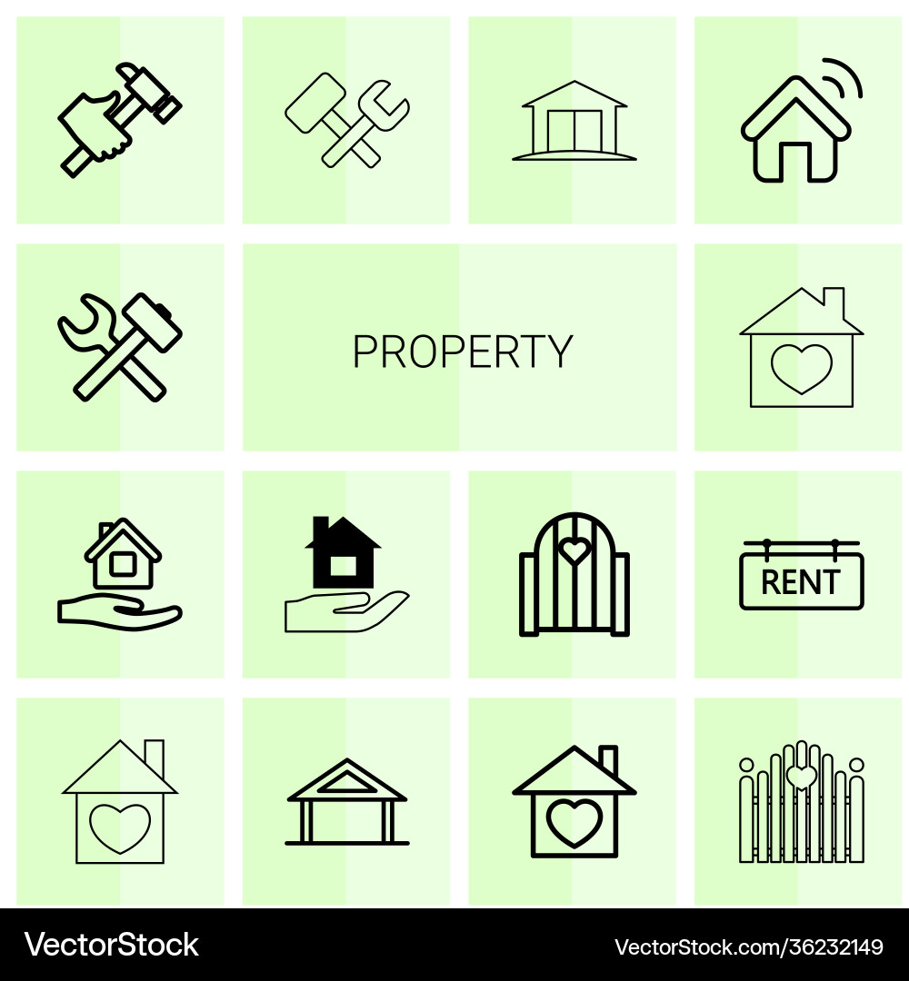 14 property icons (36232149) – Free Vector | VectorStock