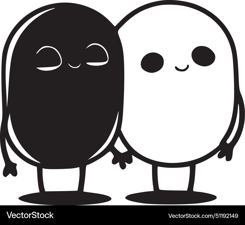 Best friends - black and white Royalty Free Vector Image