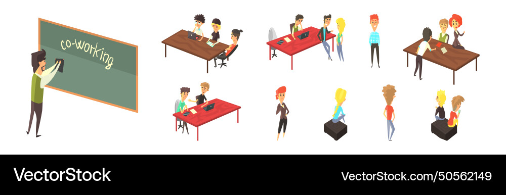 Coworking space with people character share office