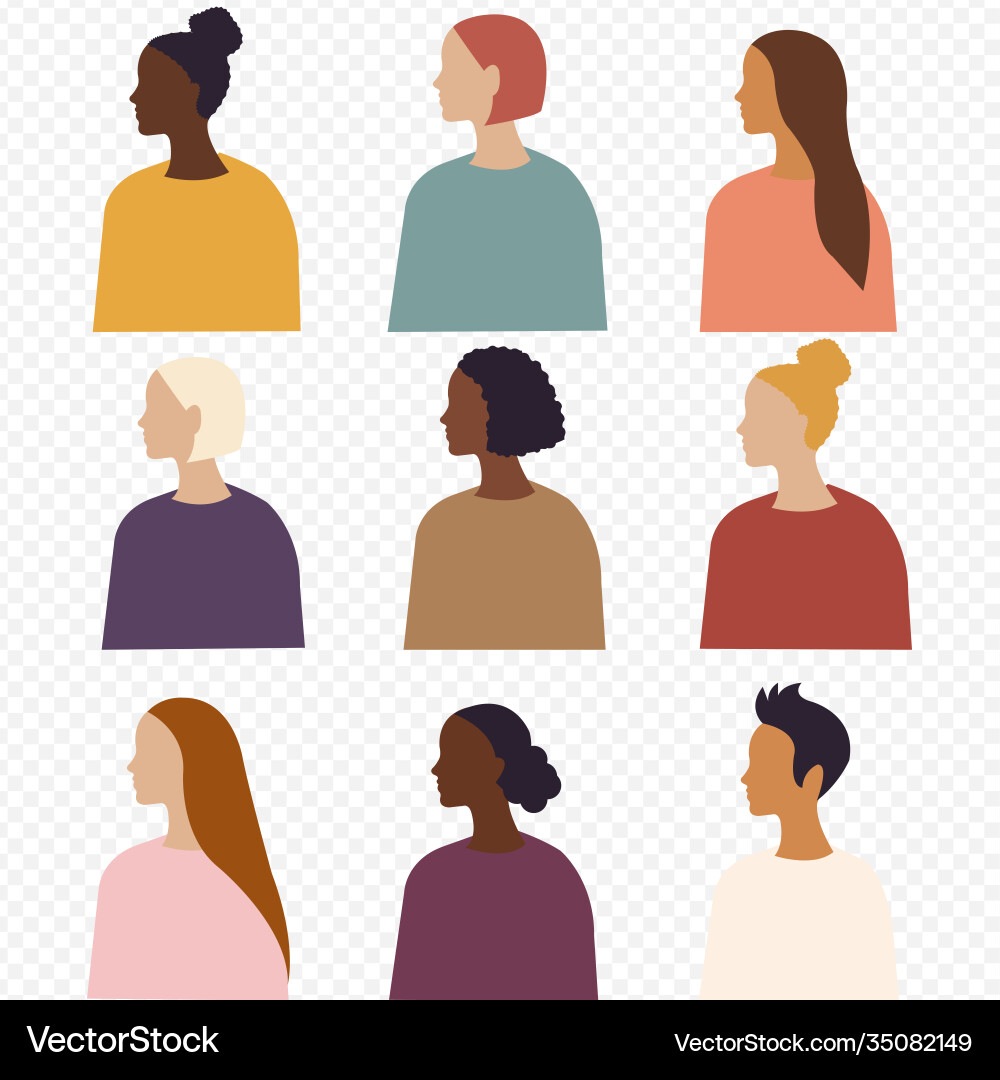 Different ethnicity women poster isolated Vector Image