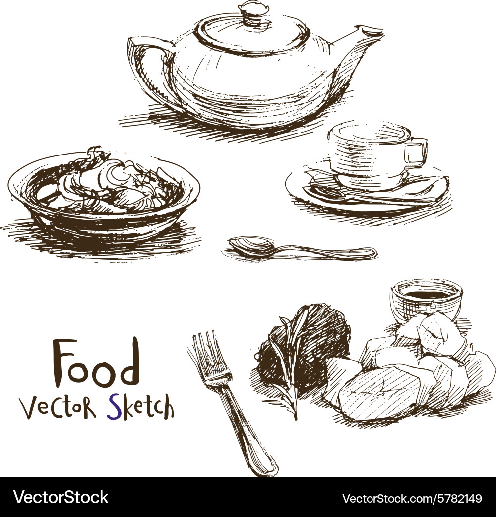 Food sketch Royalty Free Vector Image - VectorStock