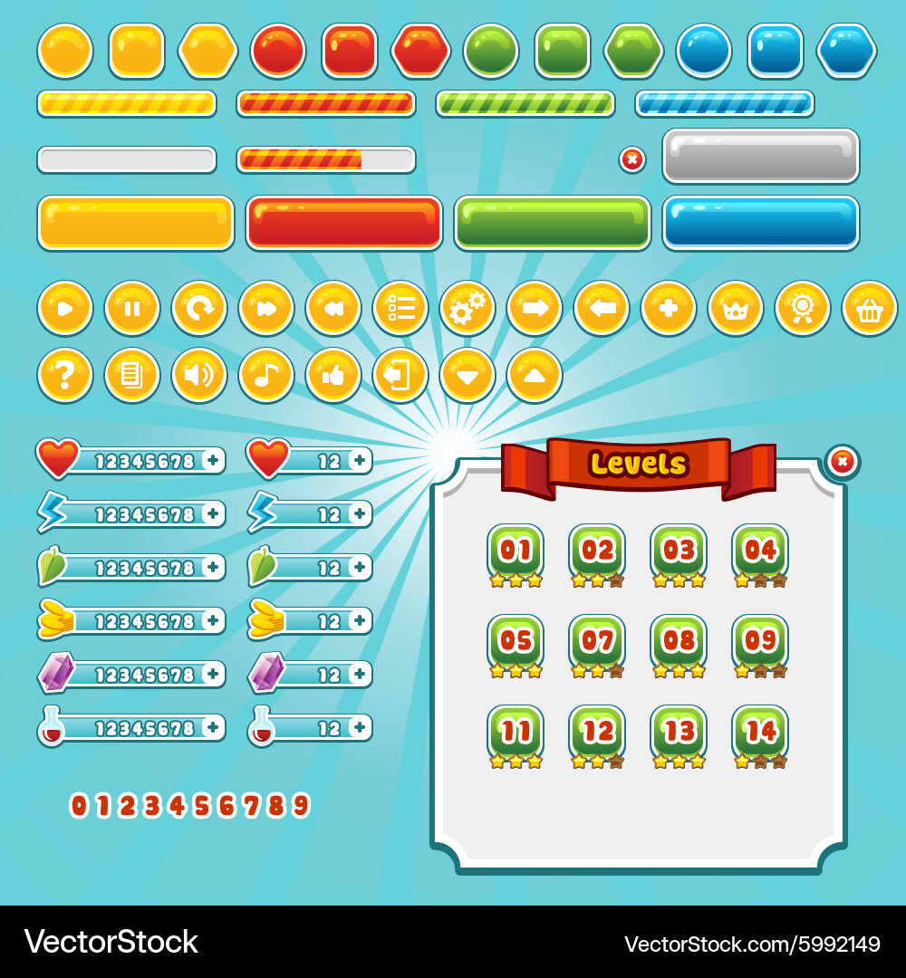 Game interface elements Royalty Free Vector Image