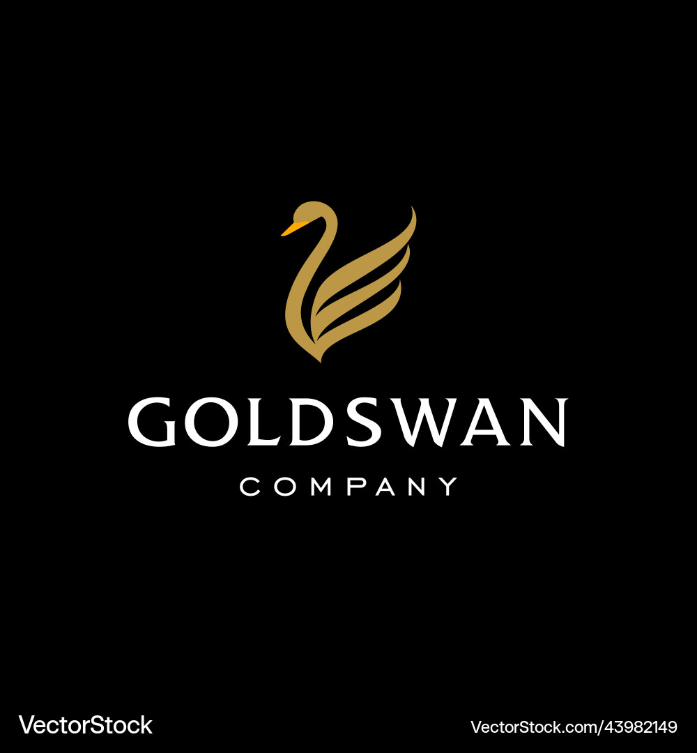 Golden swan logo Royalty Free Vector Image - VectorStock