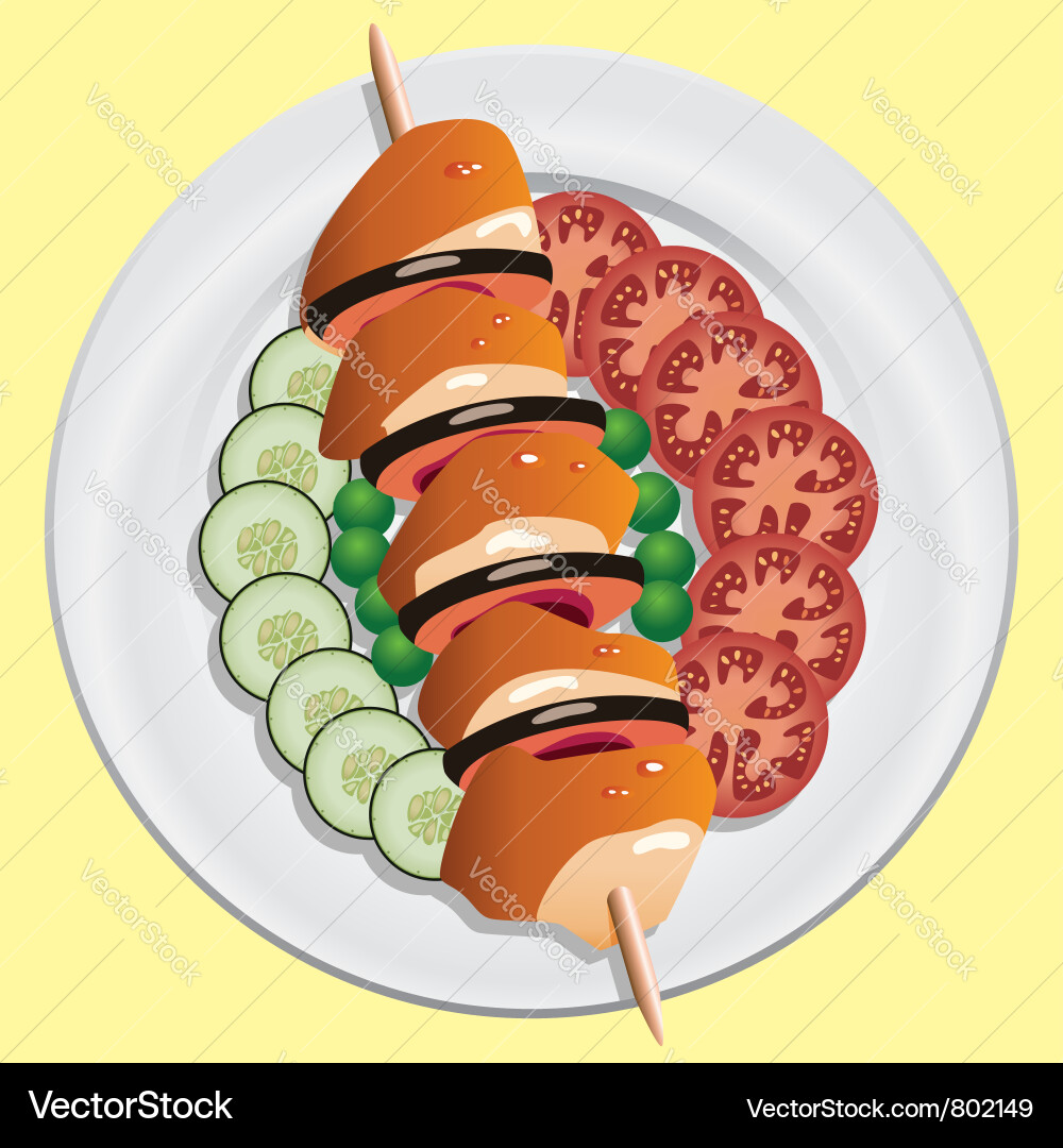 Grilled chicken and vegetables Royalty Free Vector Image