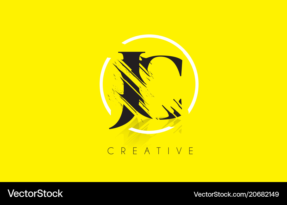 Jc letter logo with vintage grundge drawing Vector Image