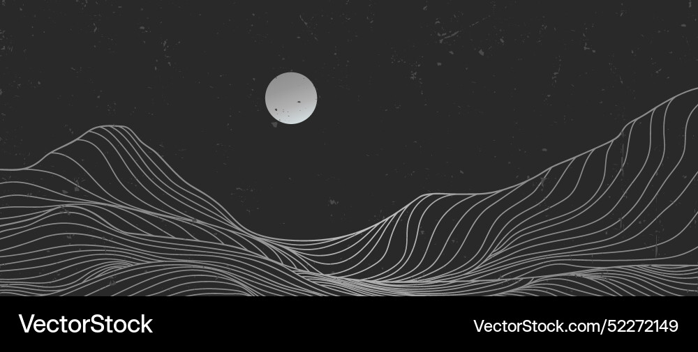 Mountain desert line art print Royalty Free Vector Image