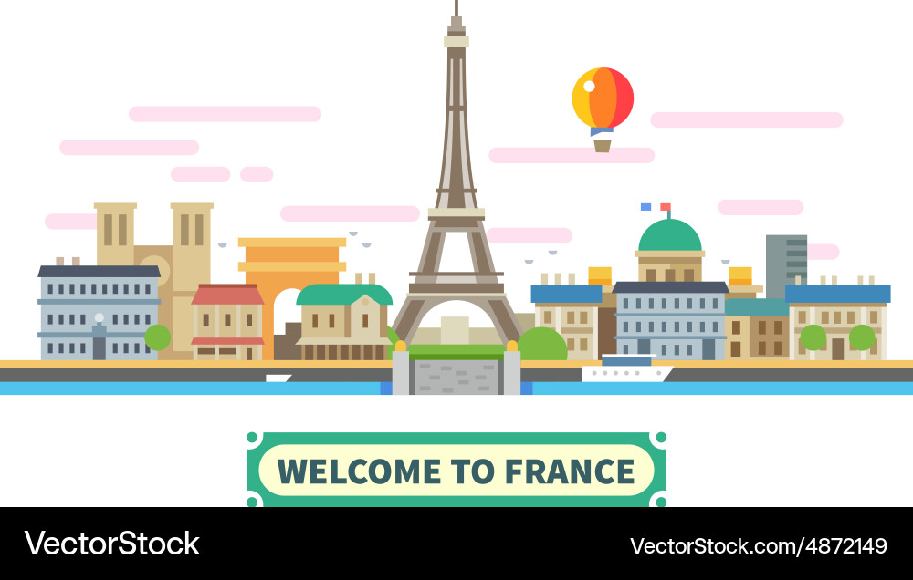Paris Skyline Landscape Royalty Free Vector Image