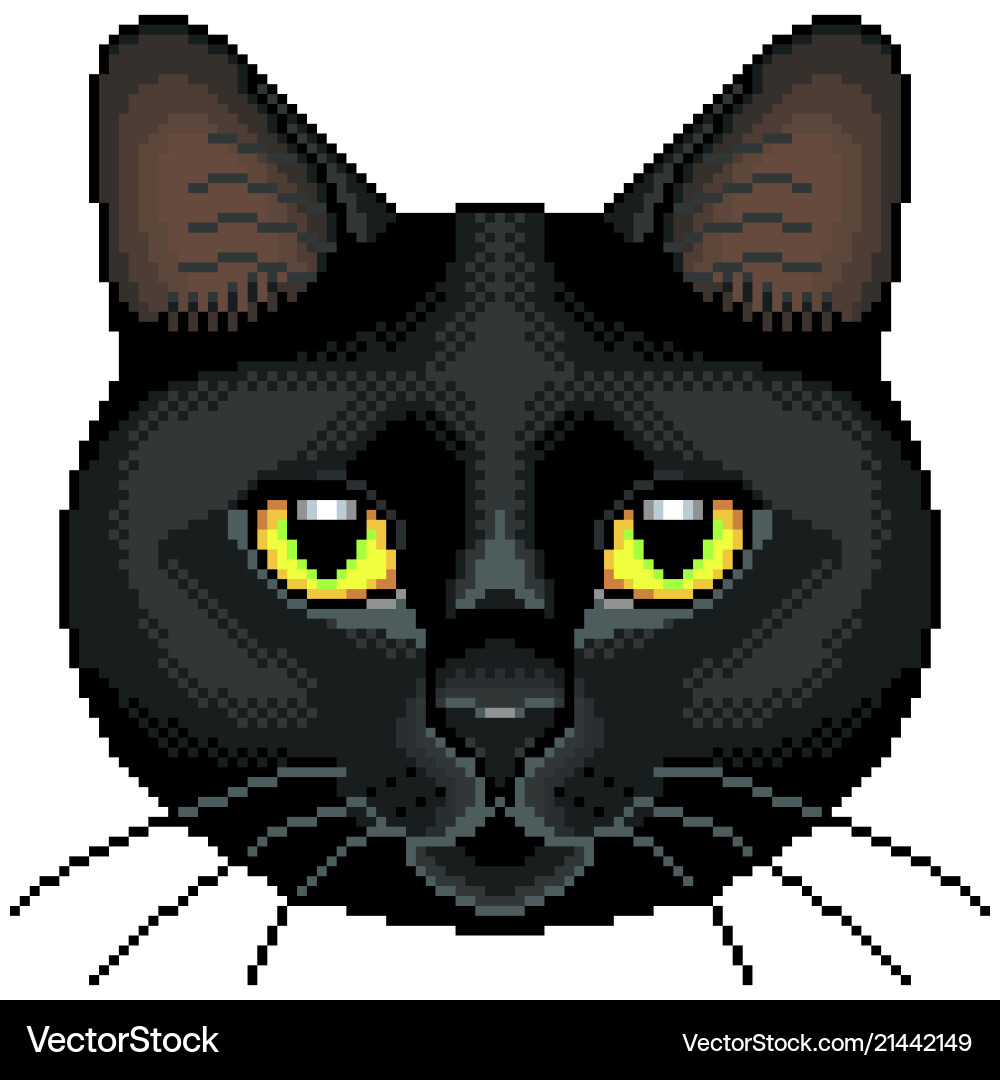 Pixelated Black Cat Face Royalty Free Vector Image
