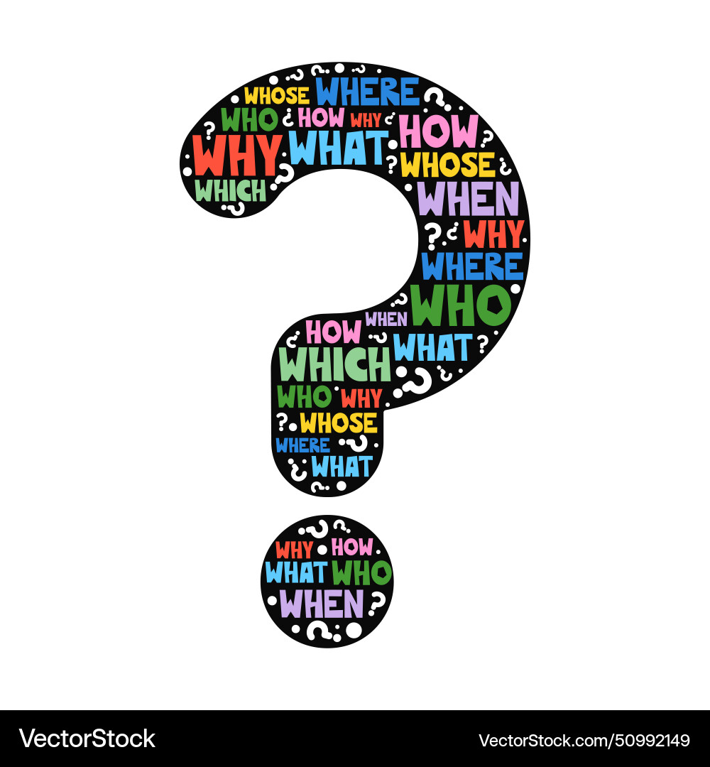 Question mark with words Royalty Free Vector Image
