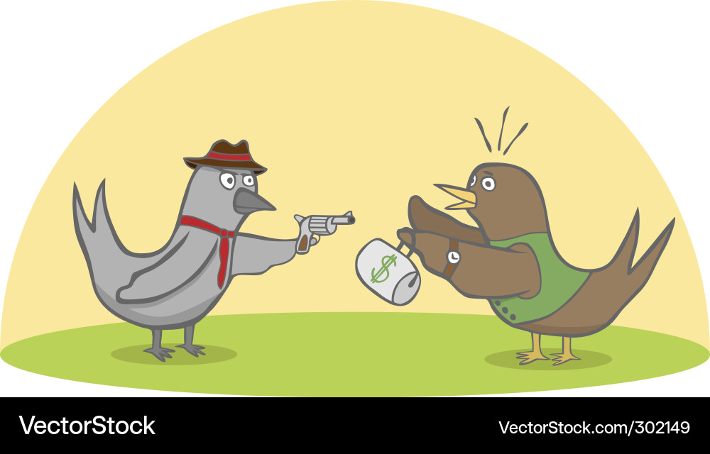 Robbery - Birds with Guns Royalty Free Vector Image