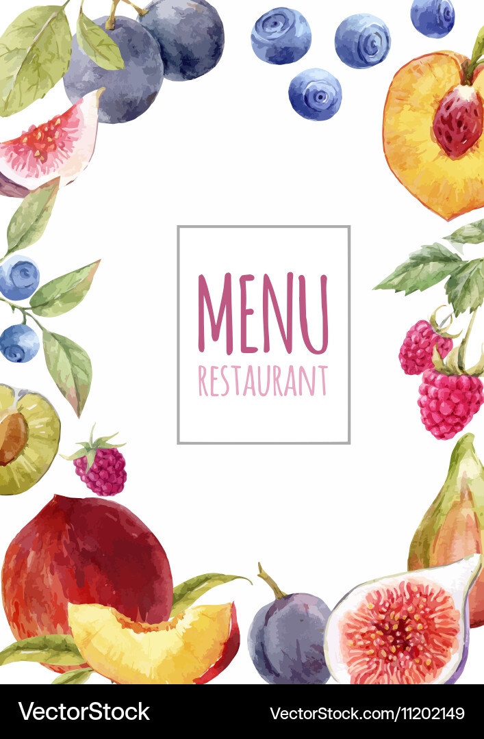 Watercolor menu template Royalty Free Vector Image